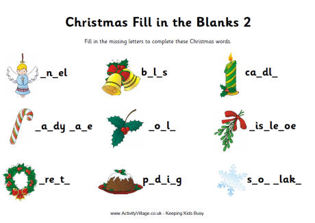 Christmas Fill In The Blanks Worksheet 2 | Activity Village