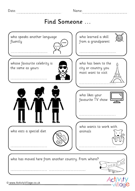 Ice Breaker Printables | Activity Village