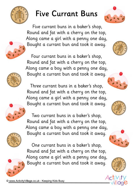 Five Currant Buns Printable | Activity Village