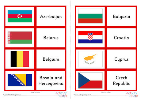 All Flags of Europe Matching Cards | Activity Village