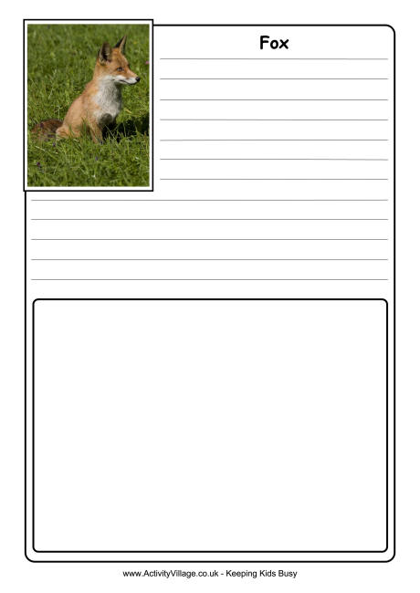 Fox Notebooking Page | Activity Village