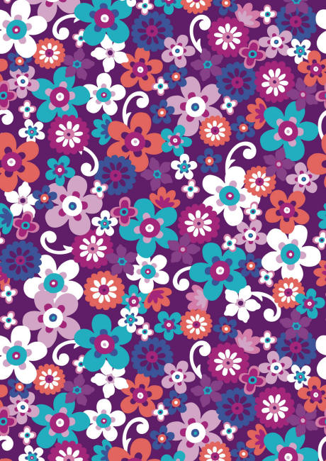 Funky Purple Flowers Scrapbook Paper | Activity Village