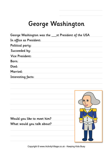 George Washington Worksheet | Activity Village