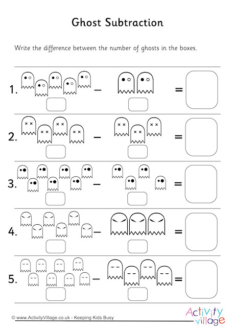 Ghost Subtraction Worksheet | Activity Village