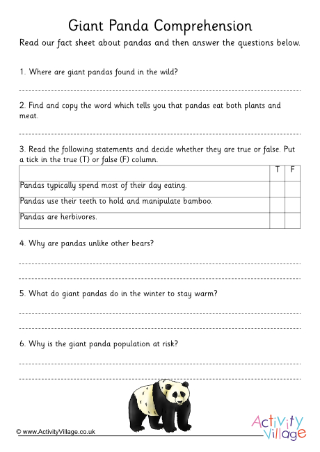 Panda Worksheets | Activity Village