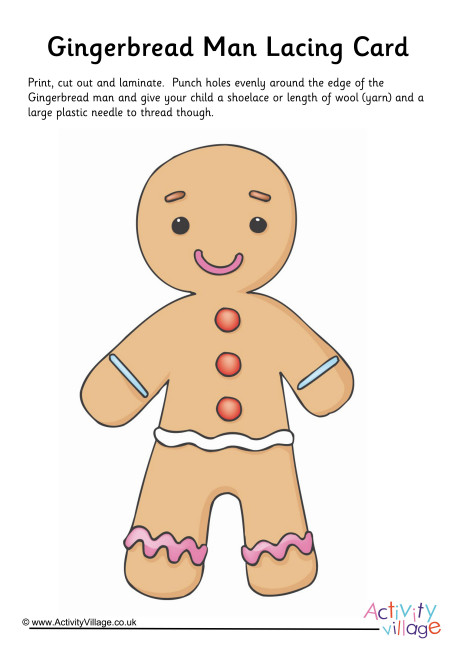 Gingerbread Man Lacing Card | Activity Village