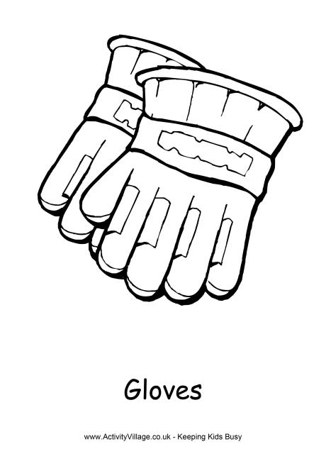 Gloves Colouring Page | Activity Village