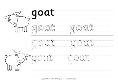 Goat Worksheets | Activity Village