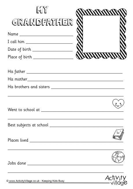 Grandparents' Day Worksheets | Activity Village