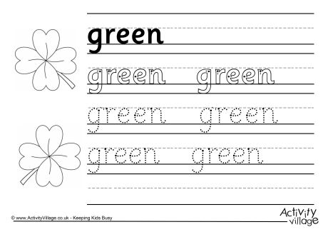 Colour Handwriting Worksheets | Activity Village