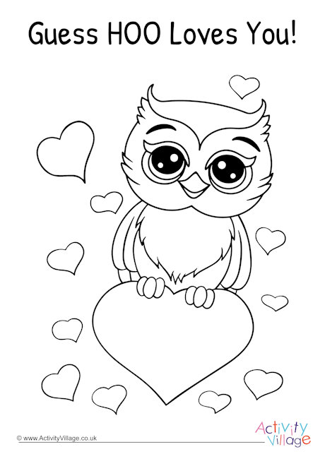 Guess Hoo Loves You Colouring Page | Activity Village