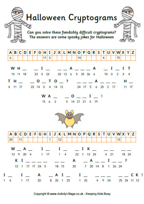 Halloween Cryptograms | Activity Village