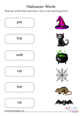 Halloween CVC Word Match Up | Activity Village