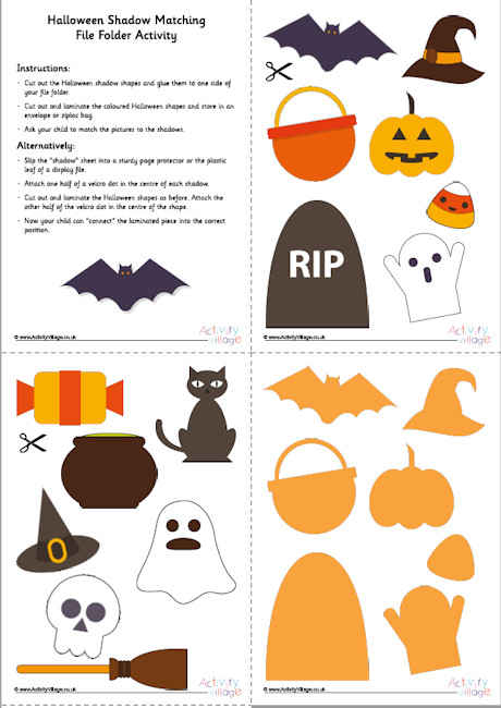 Halloween Shadow Matching File Folder Activity | Activity Village