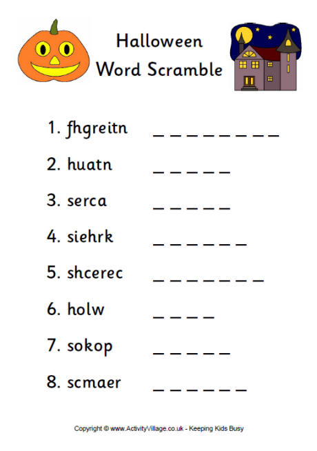 Word Scrambles | Activity Village