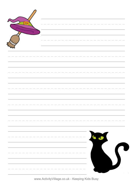 Halloween Writing Paper - Black Cat | Activity Village