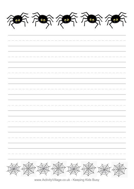 Halloween Writing Paper - Spider | Activity Village