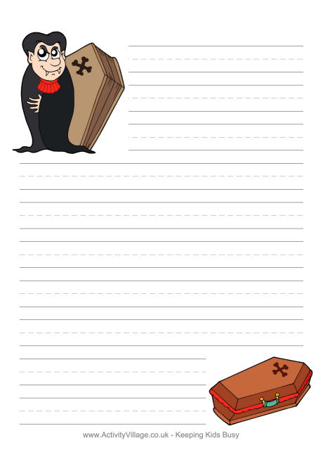 Halloween Writing Paper - Vampire | Activity Village
