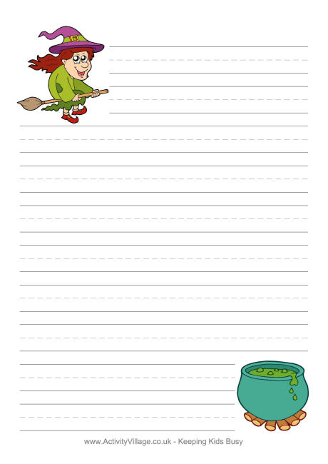 Halloween Writing Paper - Witch | Activity Village
