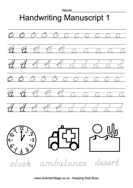 Manuscript Handwriting Worksheets | Activity Village