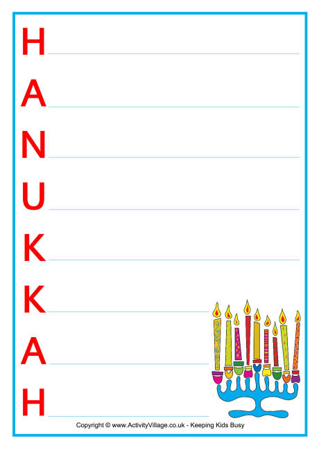 Hanukkah Acrostic Poem Printables | Activity Village