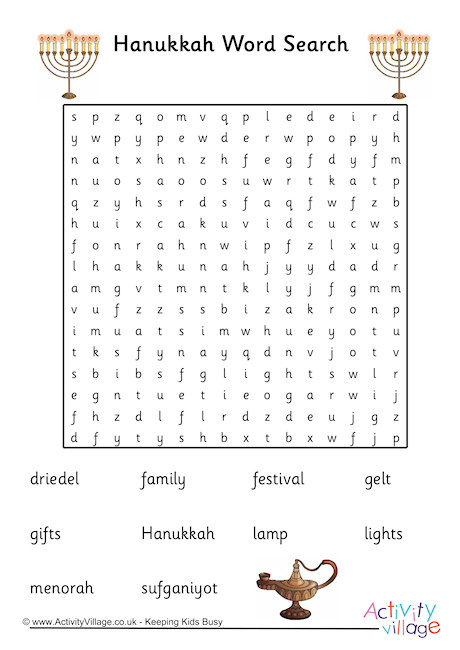 Hanukkah Word Search | Activity Village