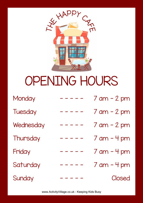 Happy Cafe Role Play Printables | Activity Village