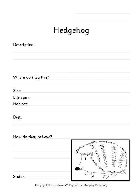 Hedgehog Worksheet | Activity Village