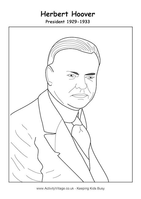 Herbert Hoover Colouring Page | Activity Village