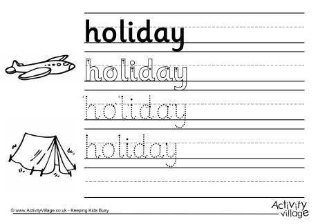 Holiday Handwriting Worksheet | Activity Village
