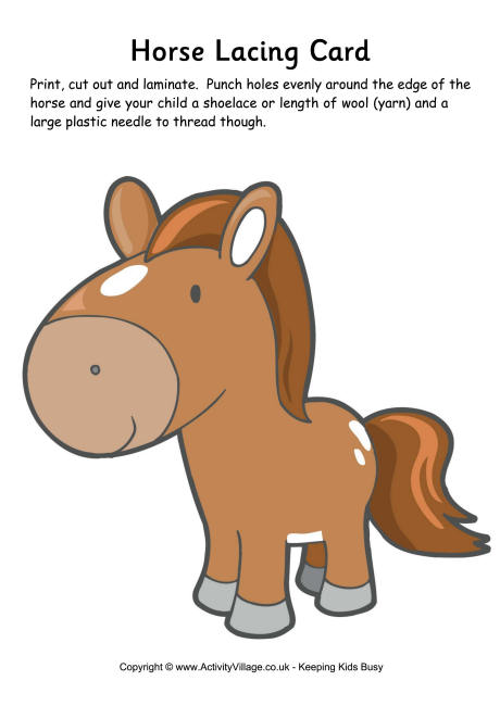 Horse Lacing Card | Activity Village