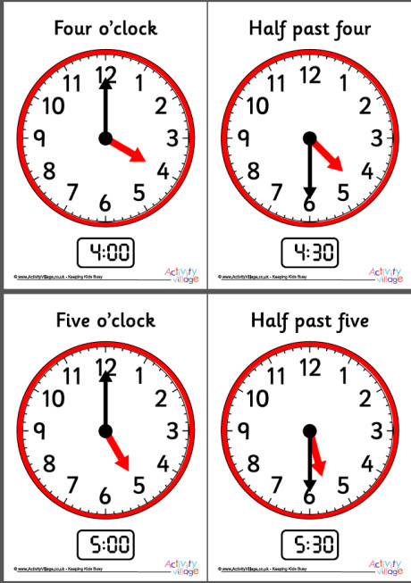 Telling Time Posters | Activity Village
