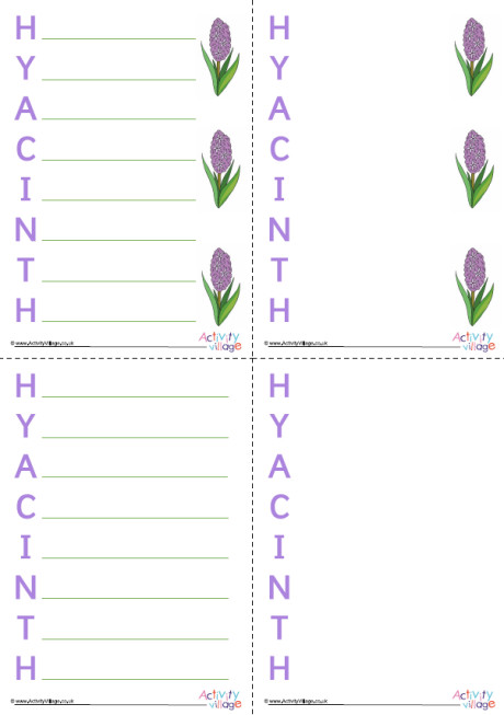 Hyacinth Acrostic Poem Printable | Activity Village