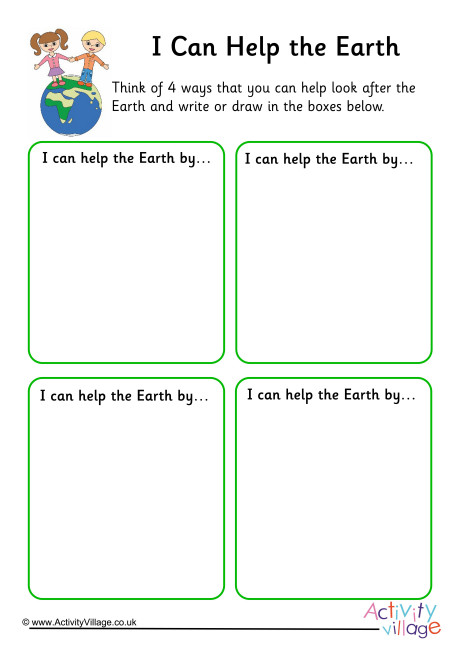 I Can Help the Earth Worksheet | Activity Village