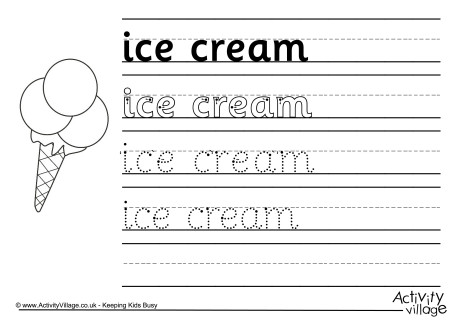 Food and Drink Handwriting Worksheets | Activity Village