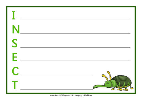 Minibeast Acrostic Poem Printables | Activity Village