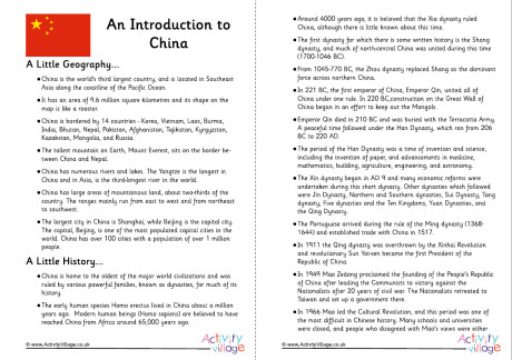 Learn About China | Activity Village