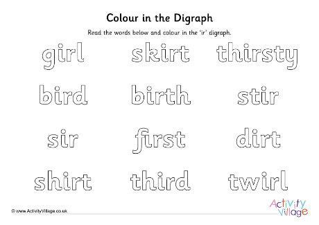 Ir Digraph Colour In | Activity Village