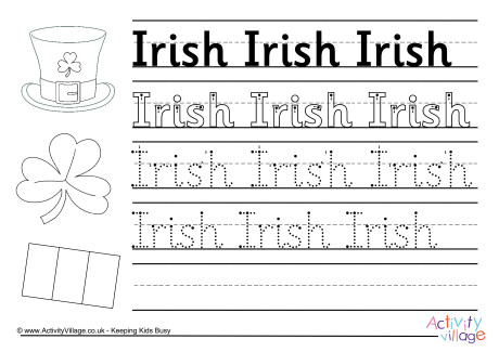 Irish Handwriting Worksheet | Activity Village