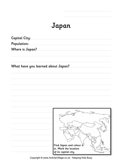 Japan Worksheets | Activity Village