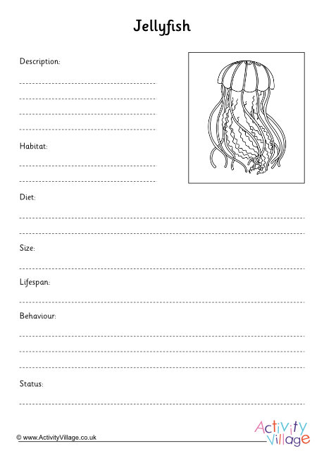 Jellyfish Fact Finding Worksheet | Activity Village