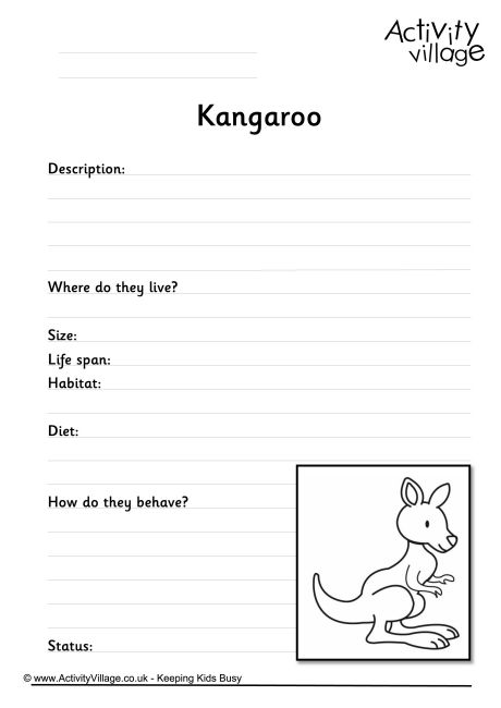 Kangaroo Worksheet | Activity Village