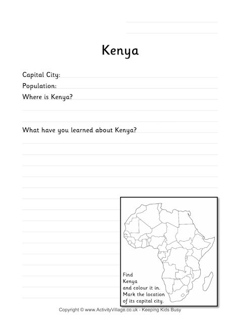 Kenya Fun Facts and Printables for Kids