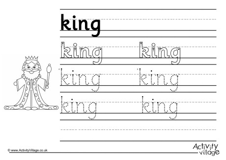 King Handwriting Worksheet | Activity Village
