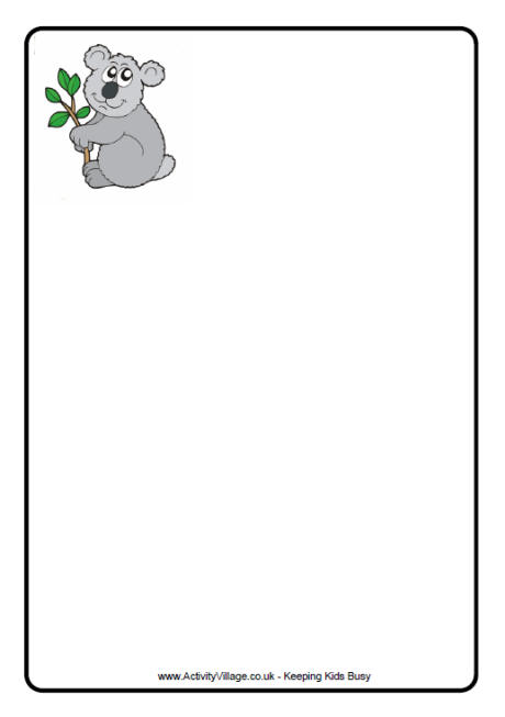 Australian Animal Writing Paper | Activity Village