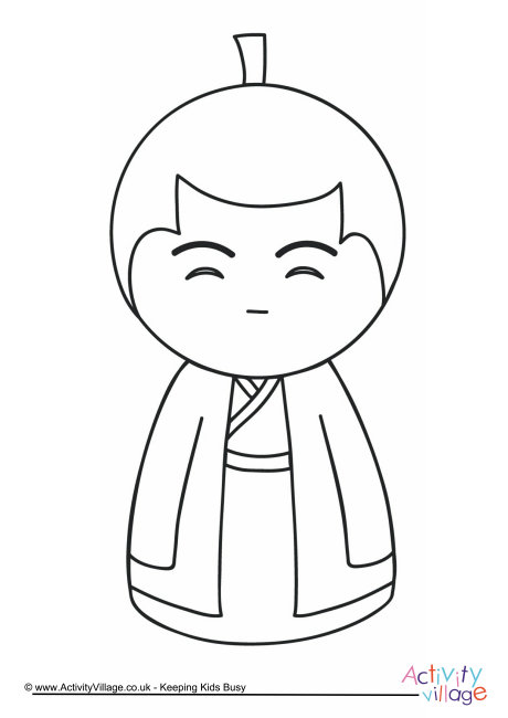 Kokeshi Doll Colouring Page 2 | Activity Village