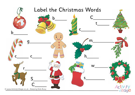 Label the Christmas Words | Activity Village