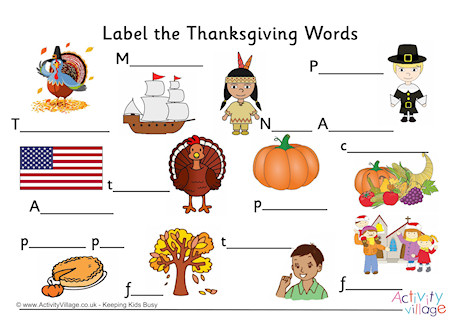 Thanksgiving Vocabulary | Activity Village