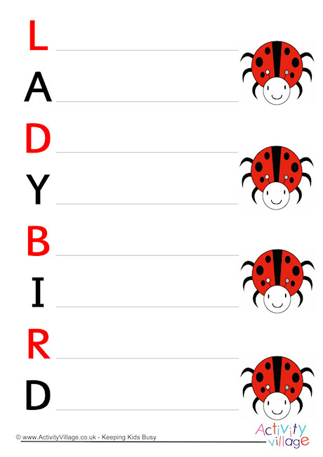 Minibeast Acrostic Poem Printables | Activity Village