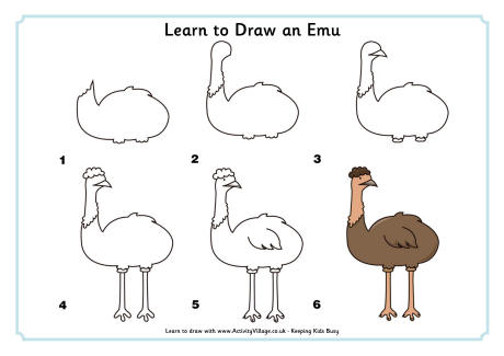 Learn to Draw an Emu | Activity Village